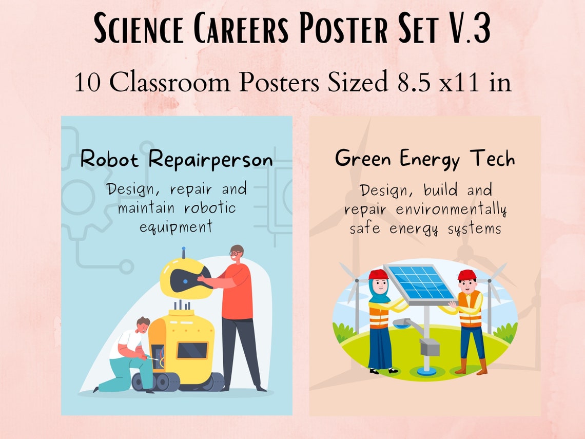 Science Careers Classroom Poster Set V.3 Science Classroom - Etsy