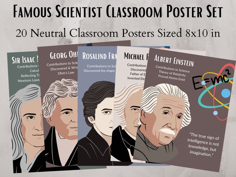 Famous Scientist Classroom Poster Set in Neutral, Science Classroom ...