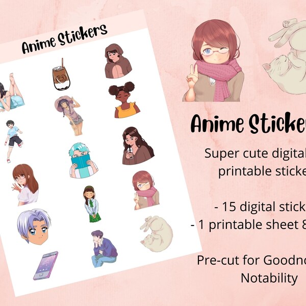 Cute Printable Anime Stickers - Etsy