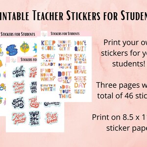 Printable Motivational Teacher Stickers, Inspirational Stickers ...