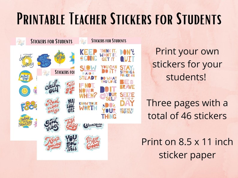 Printable Motivational Teacher Stickers, Inspirational Stickers ...