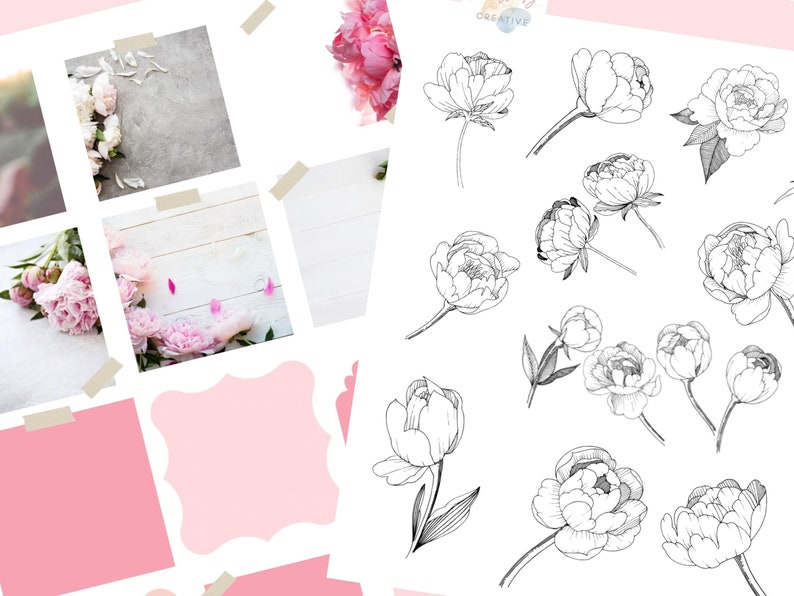 Pink Peony Digital Sticker Pack for Goodnotes Digital Planners, for ...