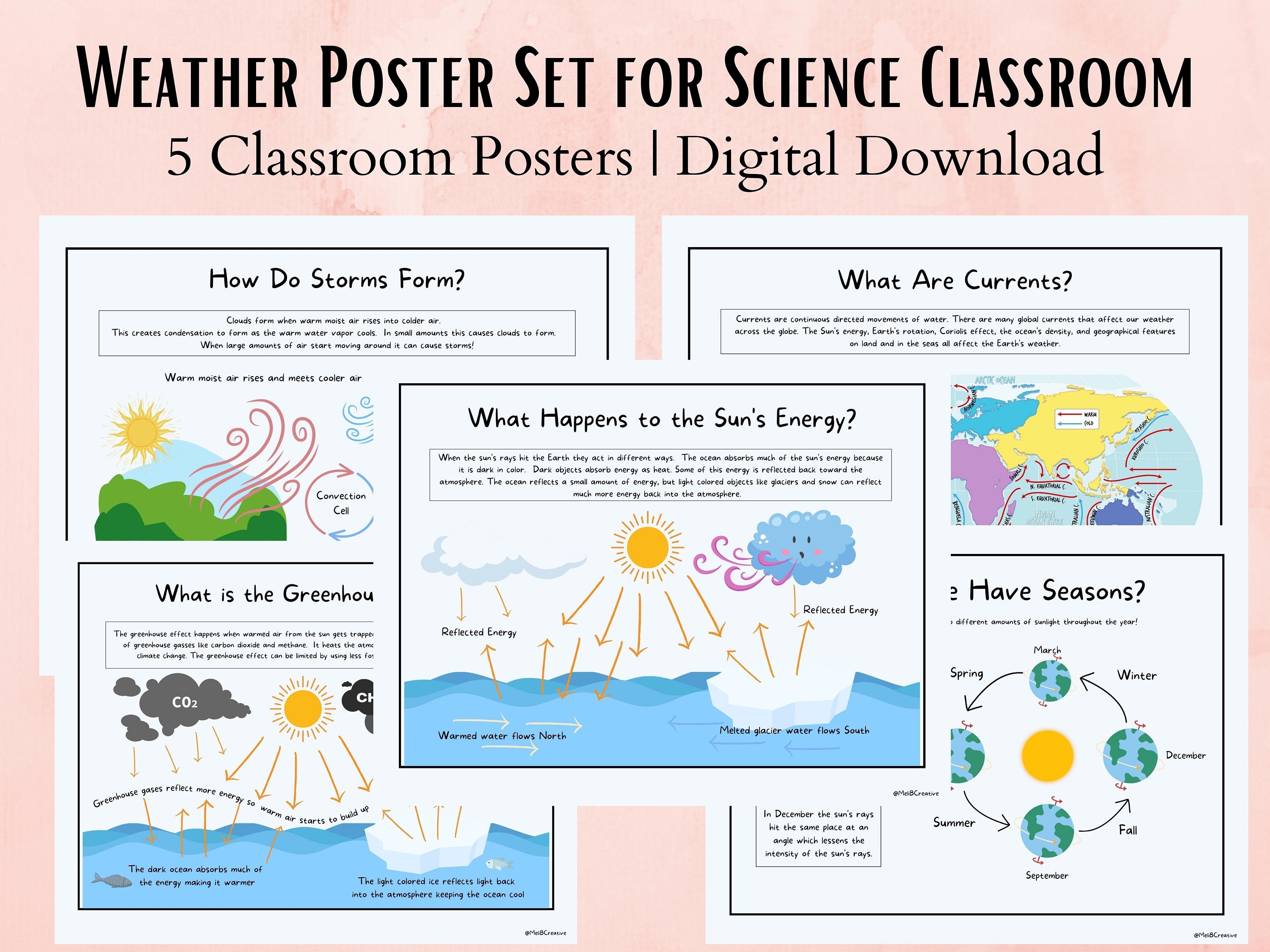 Weather Facts Classroom Poster Set, Science Classroom Décor, Earth ...