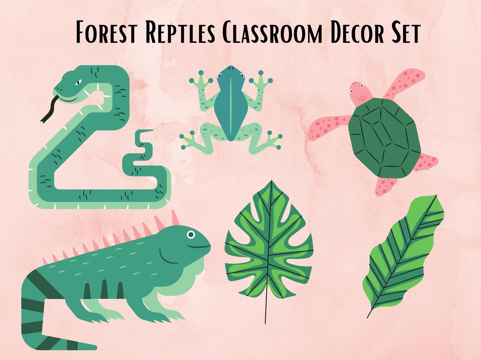 Forest Reptiles Science Classroom Decor Set, Green Classroom, Lizards ...