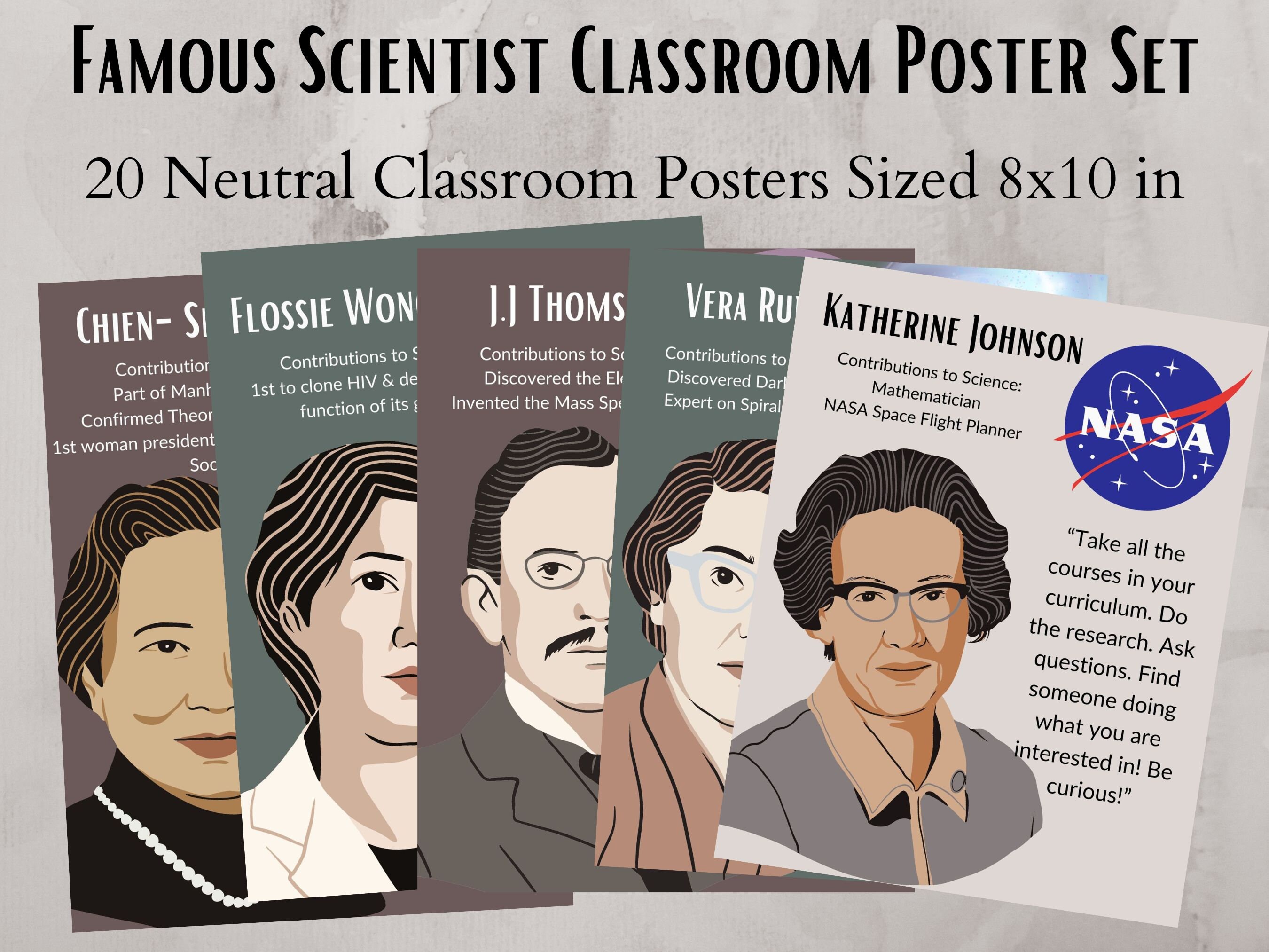 Famous Scientist Classroom Poster Set in Neutral, Science Classroom ...