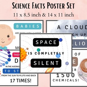 Fun Science Facts Classroom Poster Set, Science Classroom Décor, Life ...