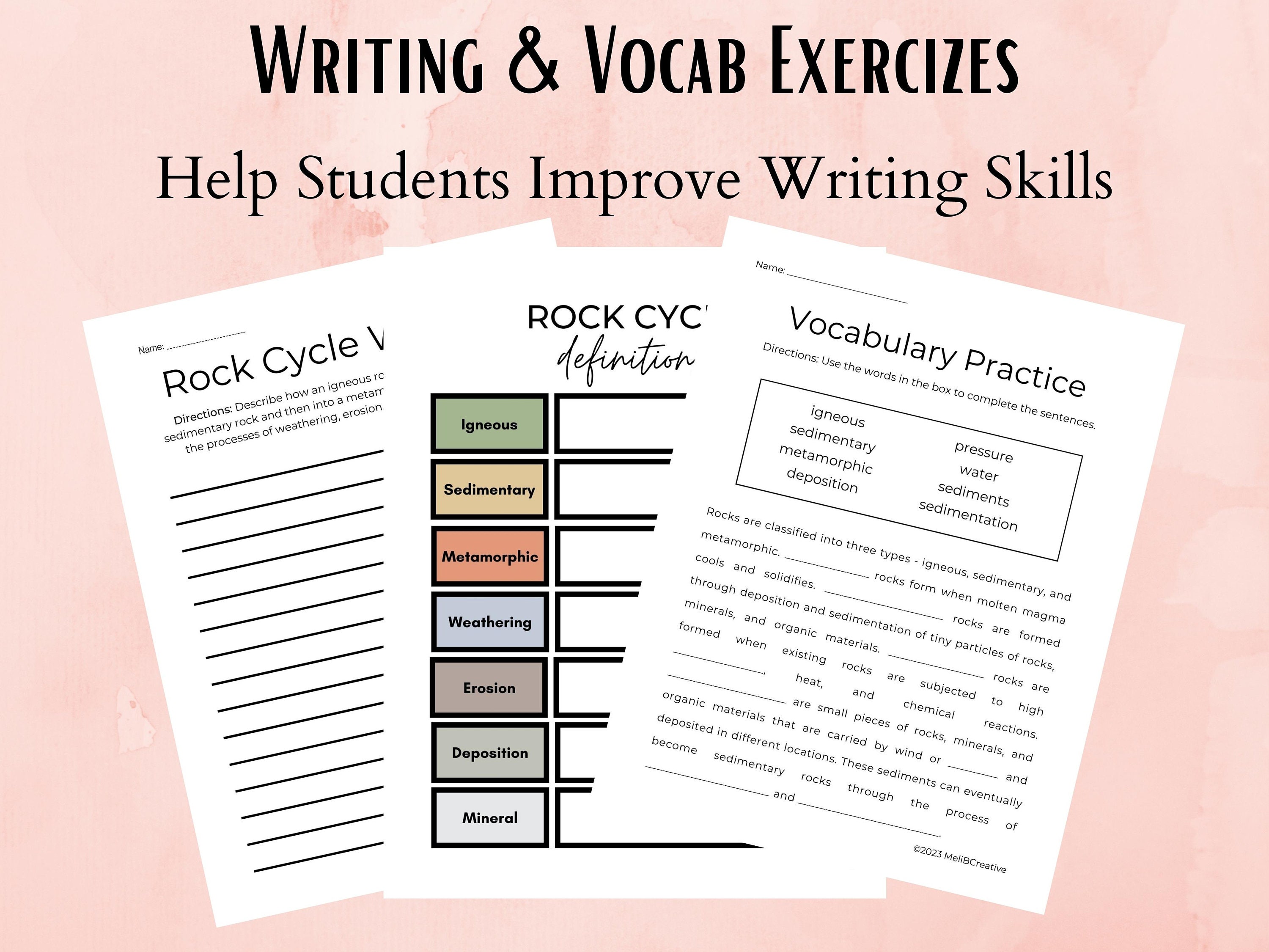 The Rock Cycle Science Worksheet Packet for Middle School Science Class ...