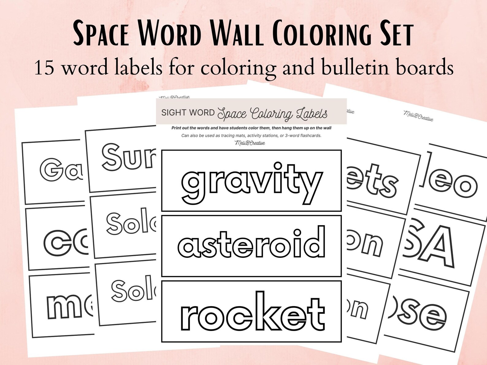 Space Science Word Wall Coloring Set Classroom Set, Science Teacher ...