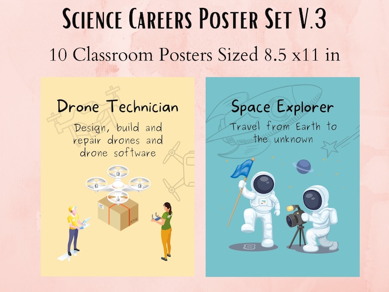 Science Careers Classroom Poster Set V.3 Science Classroom - Etsy