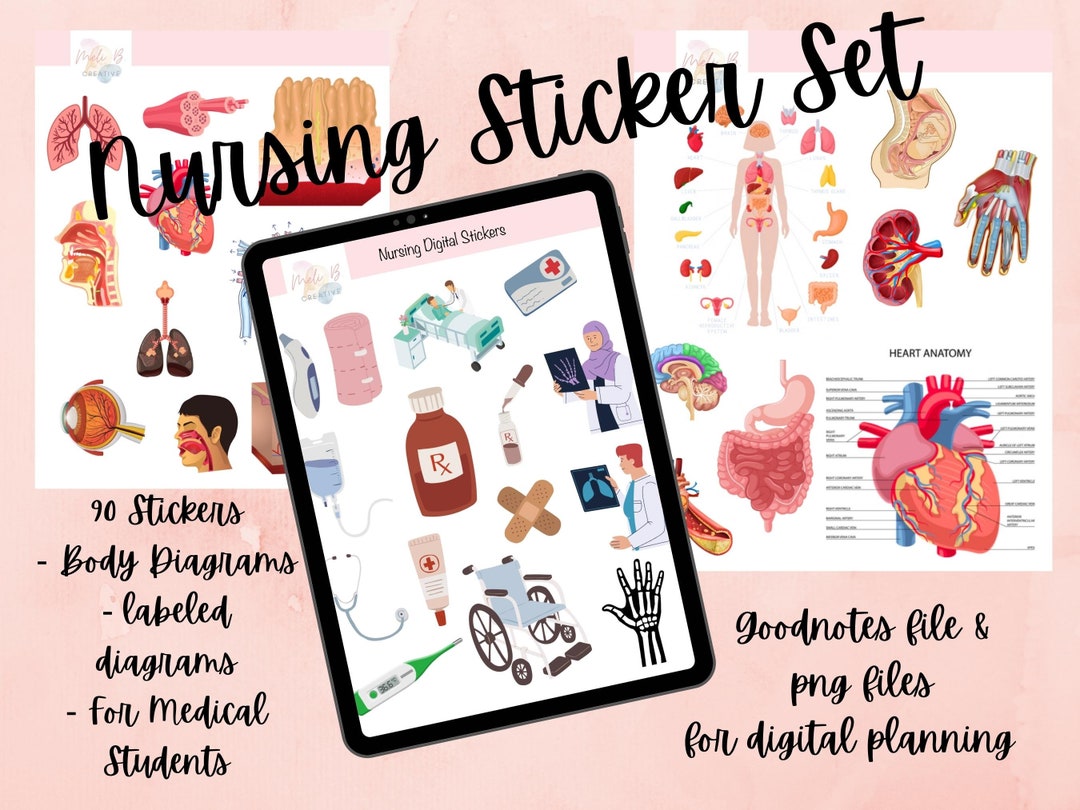 Nursing Sticker Bundle. Digital Sticker Sheet for Science, Biology ...