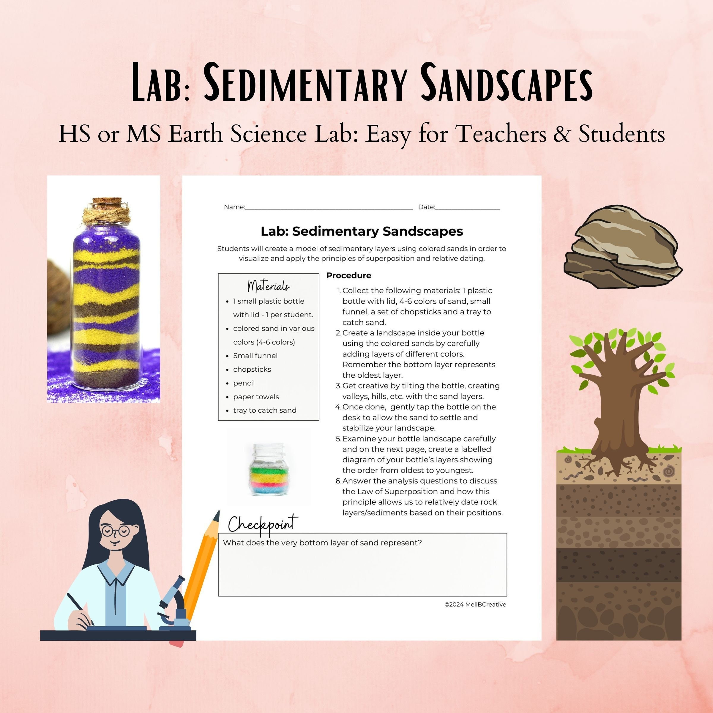 Sedimentary Sandscapes Earth Science Lab Worksheet, Relative Dating ...