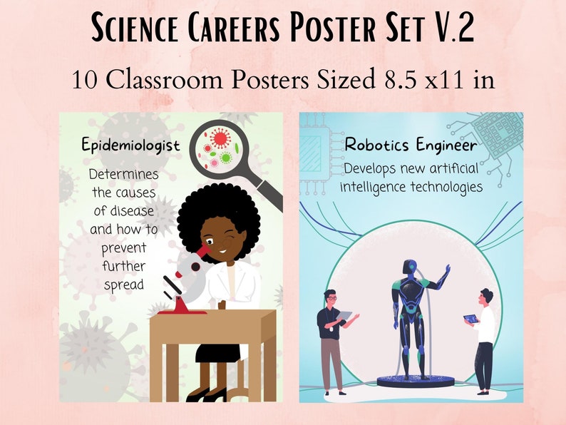 Science Careers Classroom Poster Set V.2 Science Classroom - Etsy