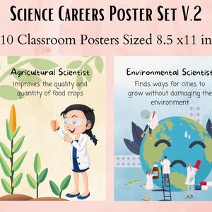 Science Careers Classroom Poster Set V.2, Science Classroom Décor ...