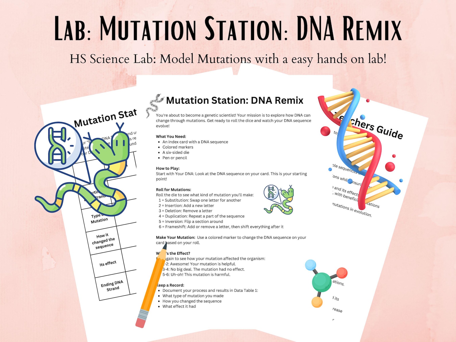 Mutation Station Lab: Evolution DNA Genetics Lab for High School ...