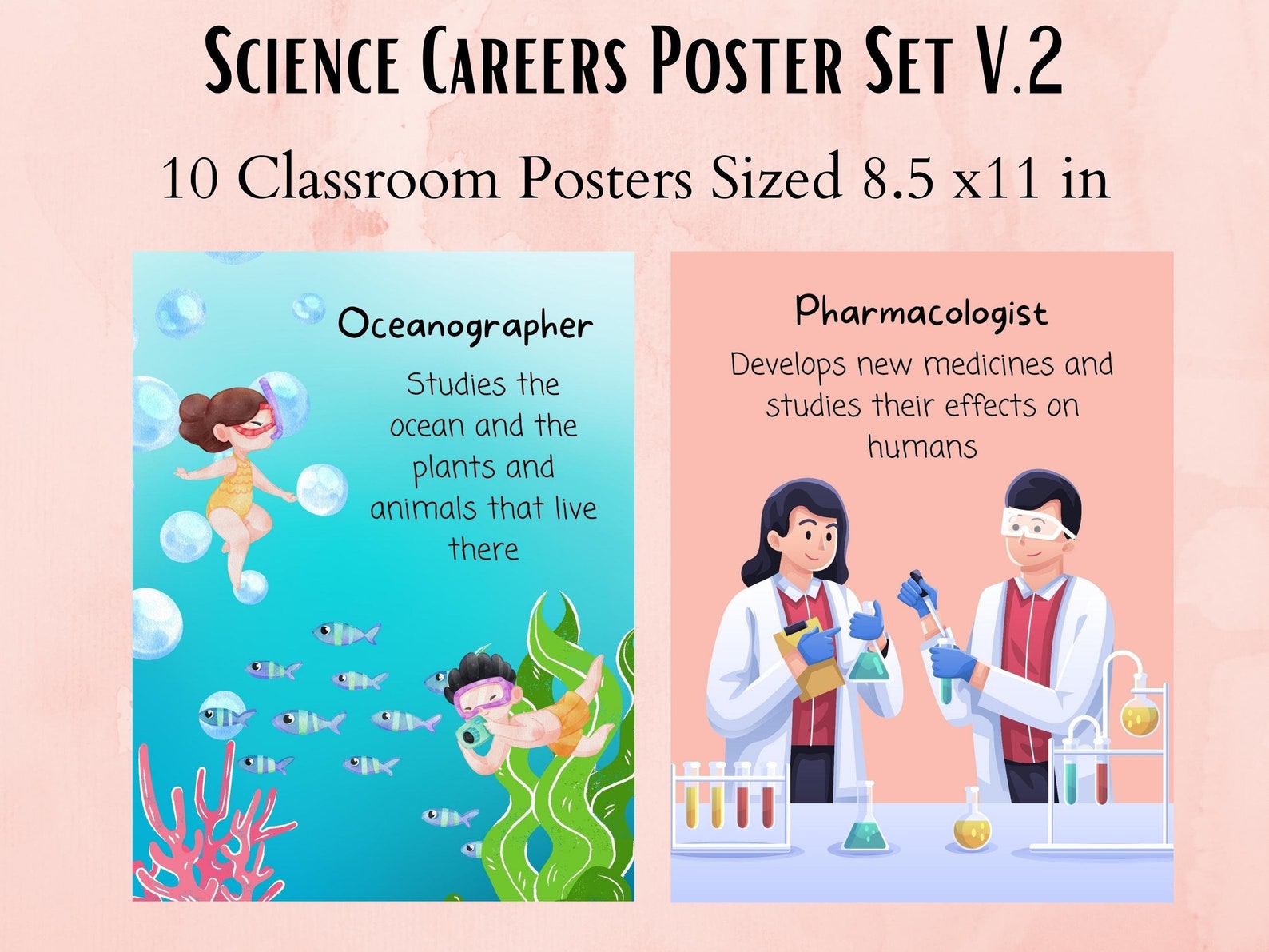 Science Careers Classroom Poster Set V.2 Science Classroom - Etsy