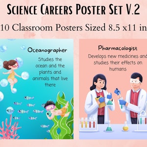 Science Careers Classroom Poster Set V.2, Science Classroom Décor ...