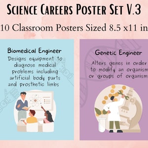 Science Careers Classroom Poster Set V.3, Science Classroom Décor ...