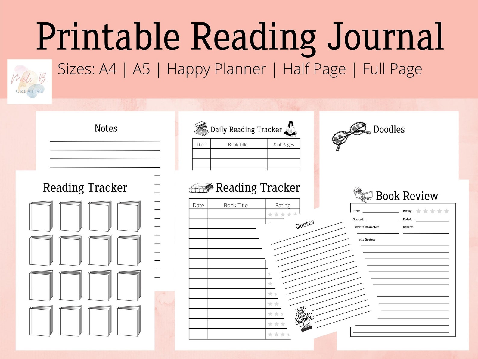 Printable Reading Journal, Reading Planner, Reading Ebook, Reading ...