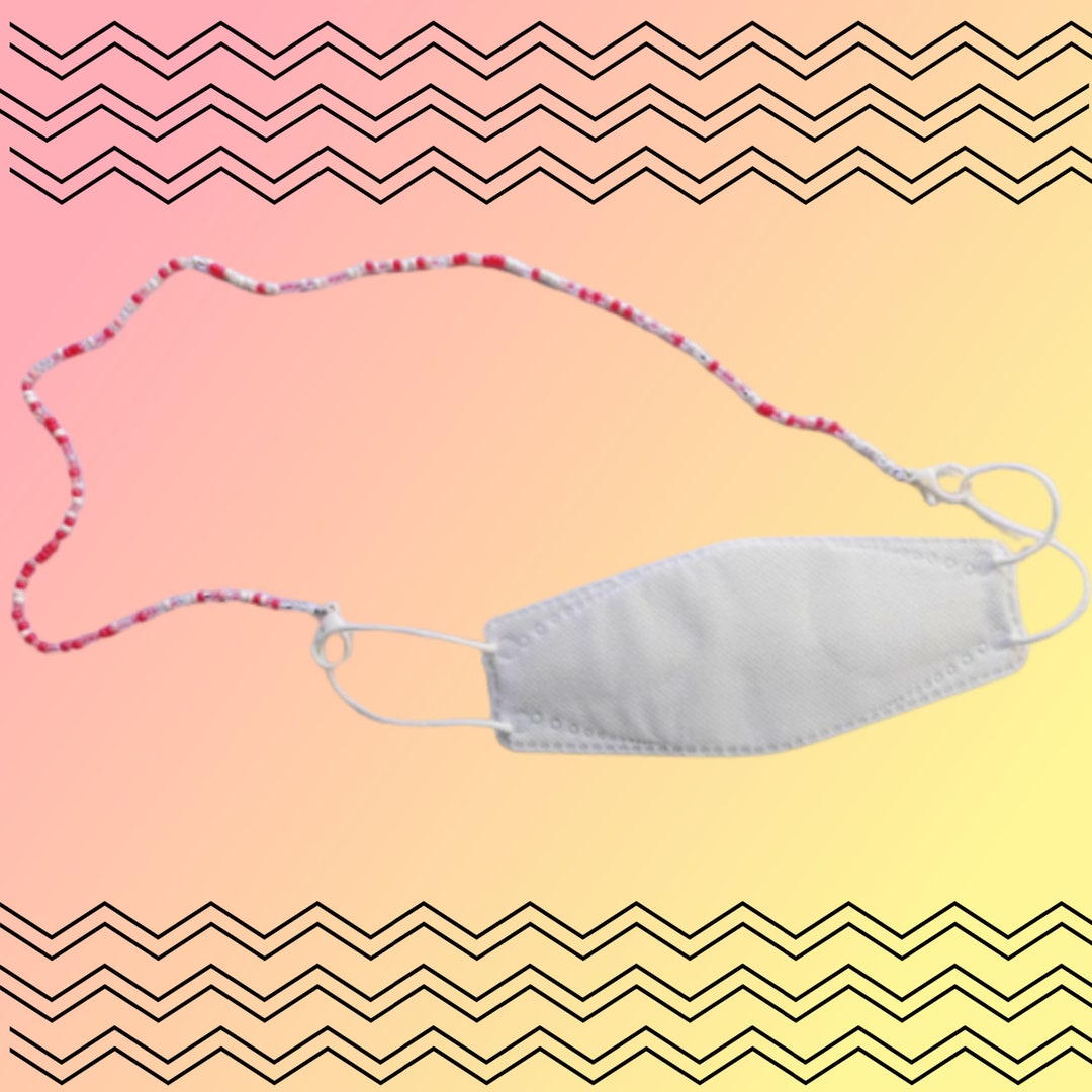 Pink and White Mask Strap / Beaded Jewelry - Etsy