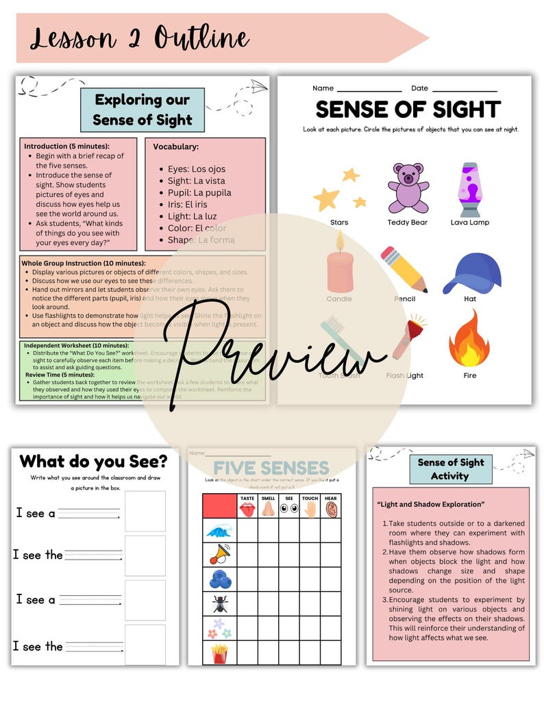 Kindergarten Science Unit 1: the Five Senses (lesson Plan/activities ...