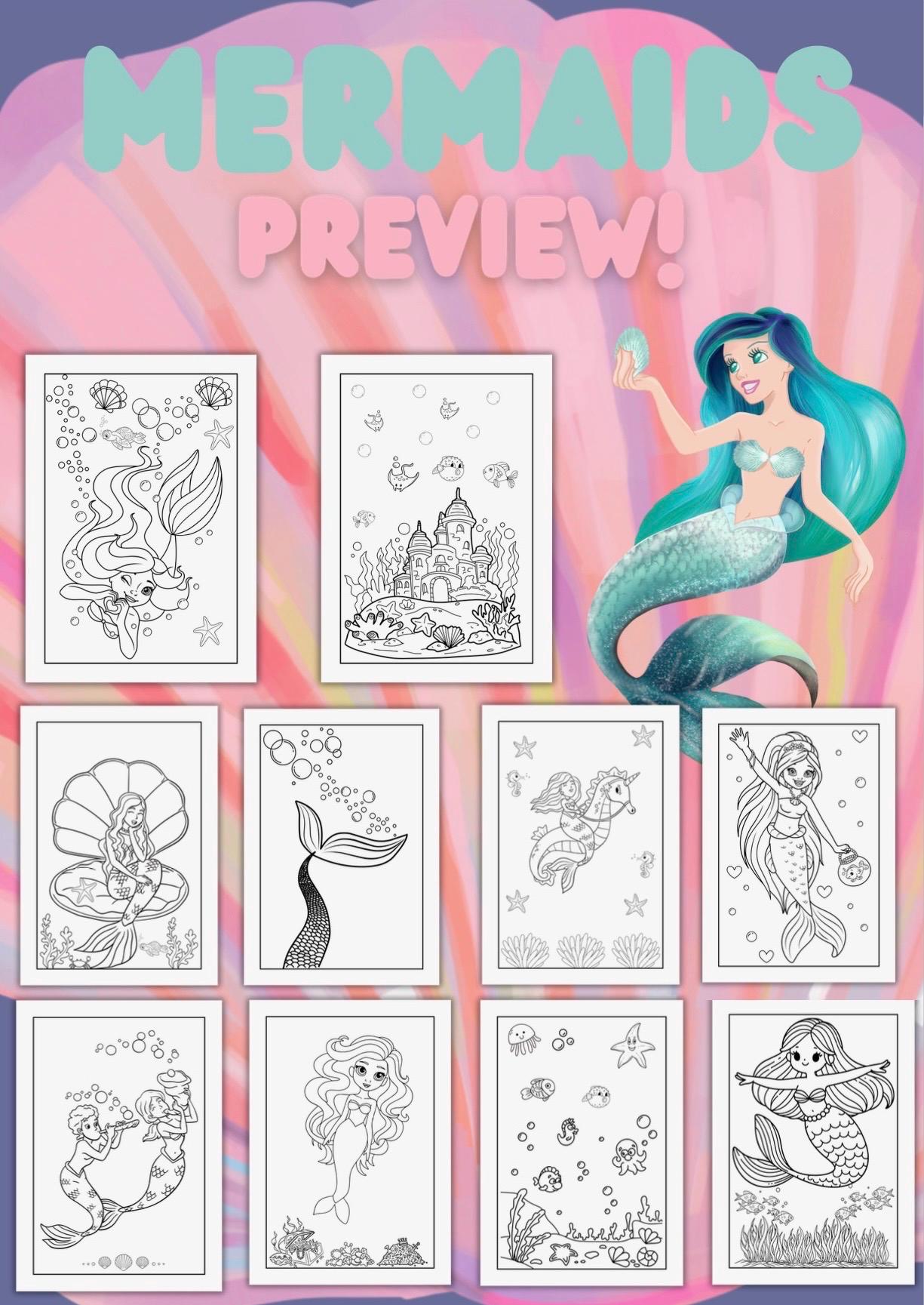 Mermaids: A Fun Coloring Book! - Etsy