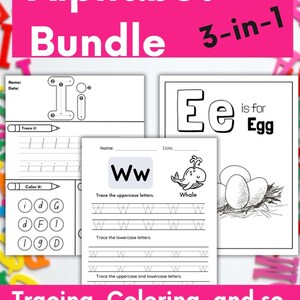 Alphabet Worksheet Bundle(sounds, Letter Correspondence, Tracing ...