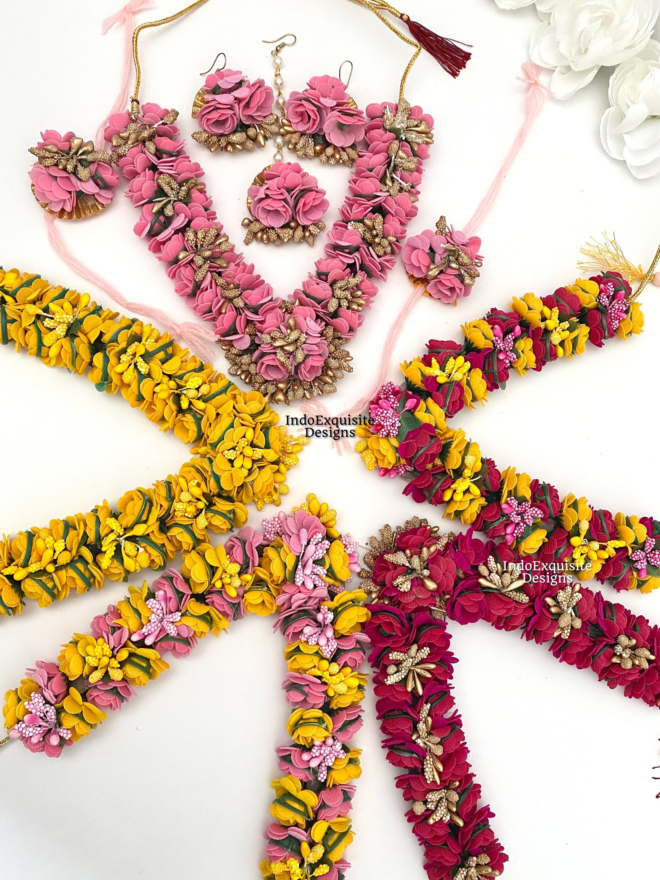 Gorgeous Handcrafted Artificial Flower/floral Jewelry/ Haldi Mehndi ...