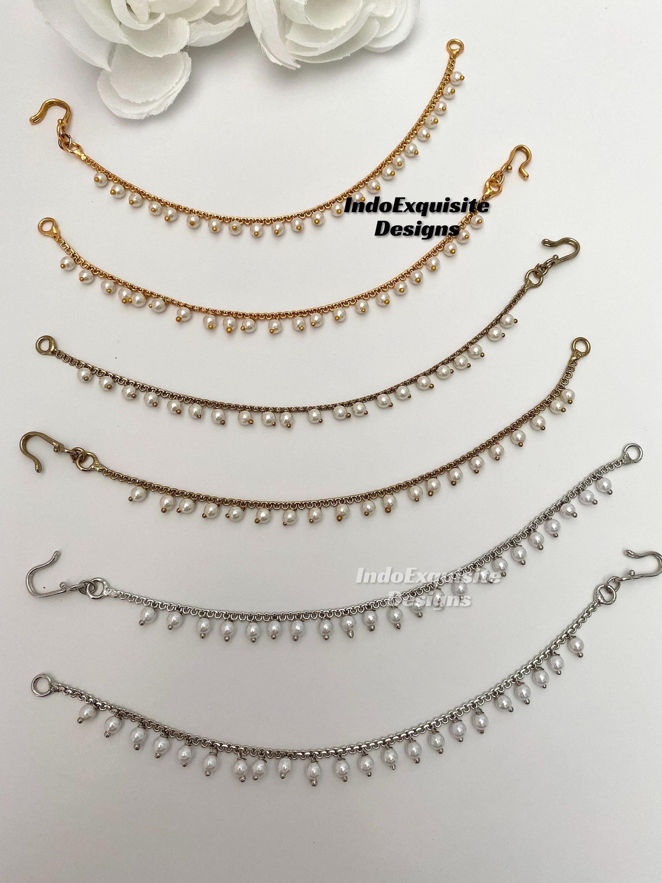 Antique Gold/gold/silver Polish Saharey pair/single Layer Pearls Ear ...