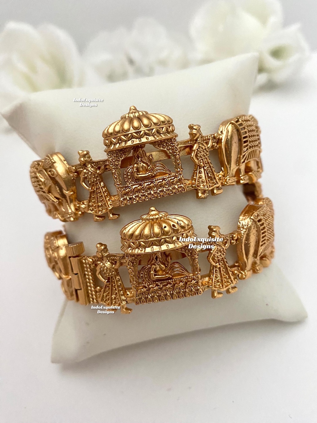 Elegant Gold Plated Doli Barat Openable Screw Kada/elephant Crafted ...
