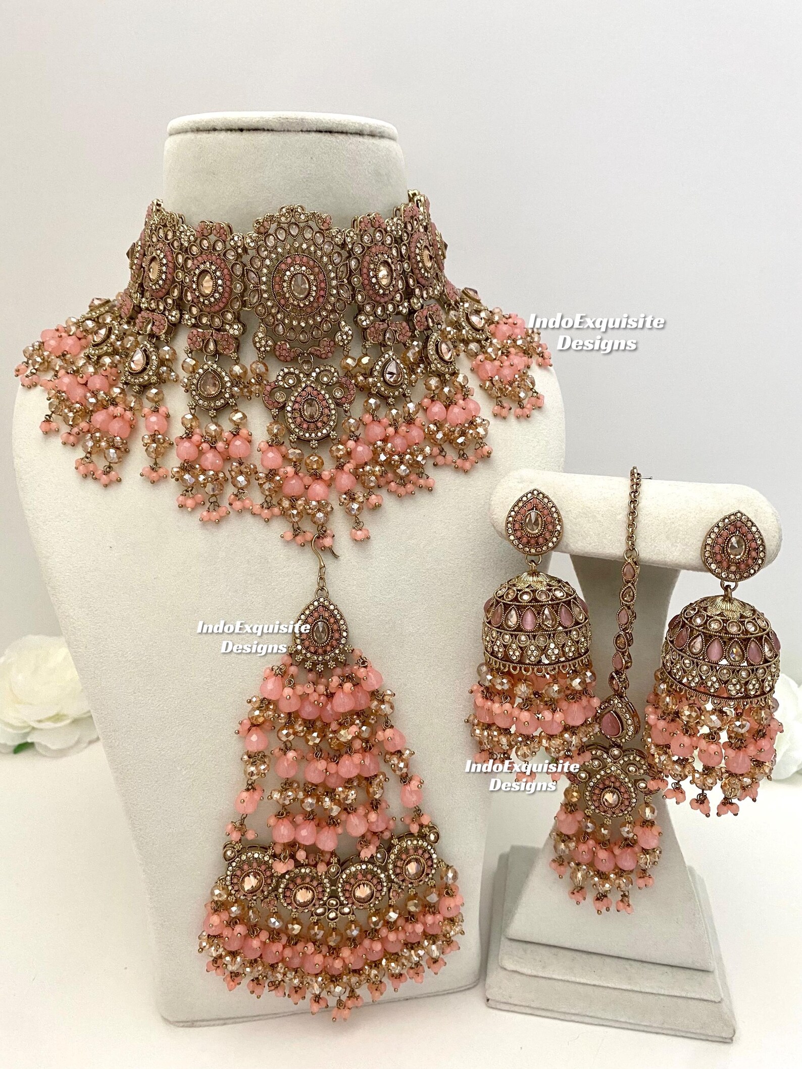 Premium Quality Antique Gold Polki Pakistani Necklace Set/pakistani ...