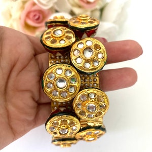 Rajwadi Kada (single Pc) / Pachali Bangles/ Meenakari Kundan Openable ...