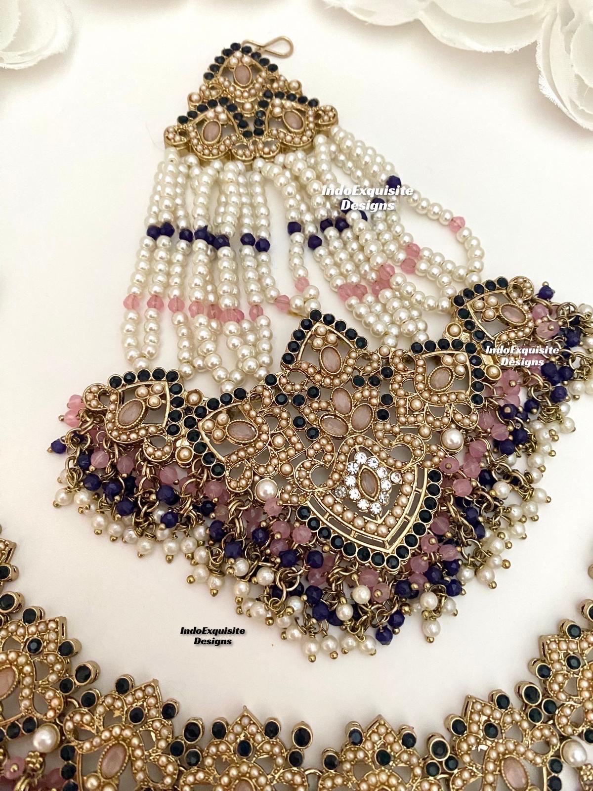 Elegant Antique Gold Pakistani Necklace Set/pakistani Bridal Set With ...