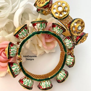 Rajwadi Kada (single Pc) / Pachali Bangles/ Meenakari Kundan Openable ...