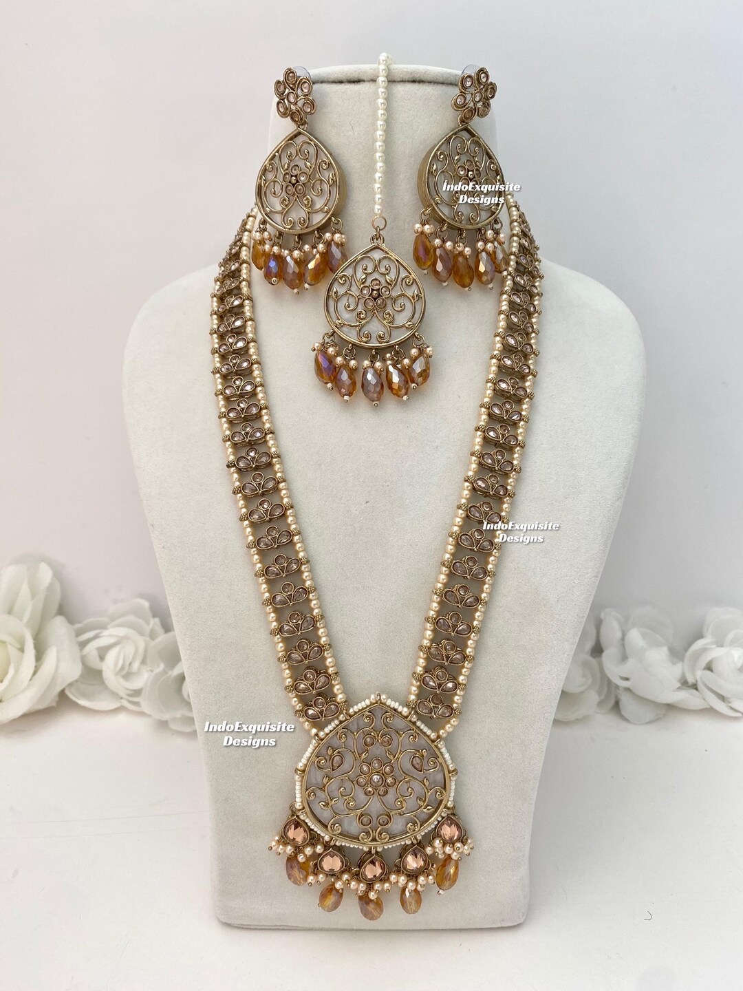 Designer MOP Polki Raani Haar/pink Long Necklace/indian Jewelry/ High ...