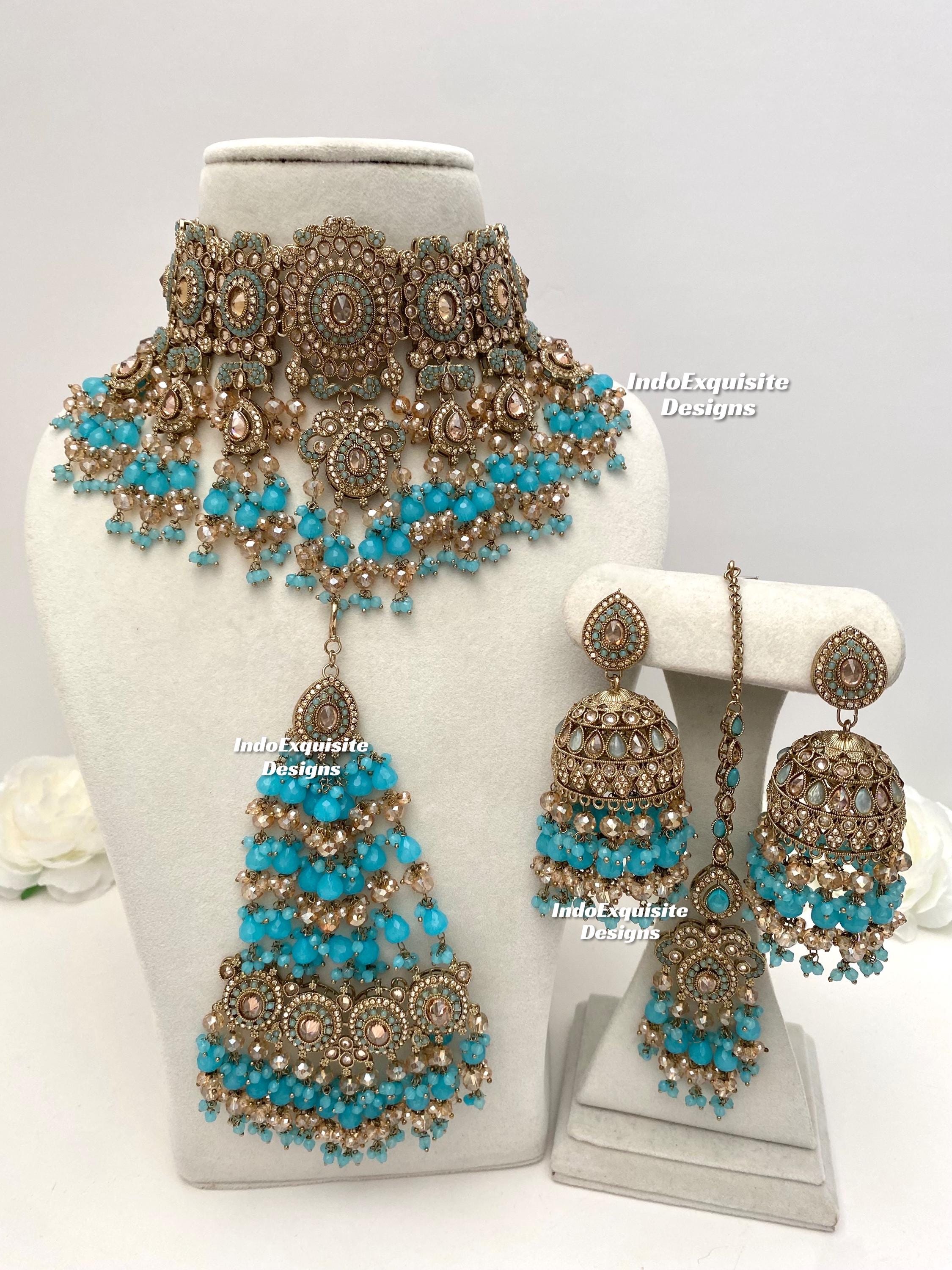 Premium Quality Antique Gold Polki Pakistani Necklace Set/pakistani ...