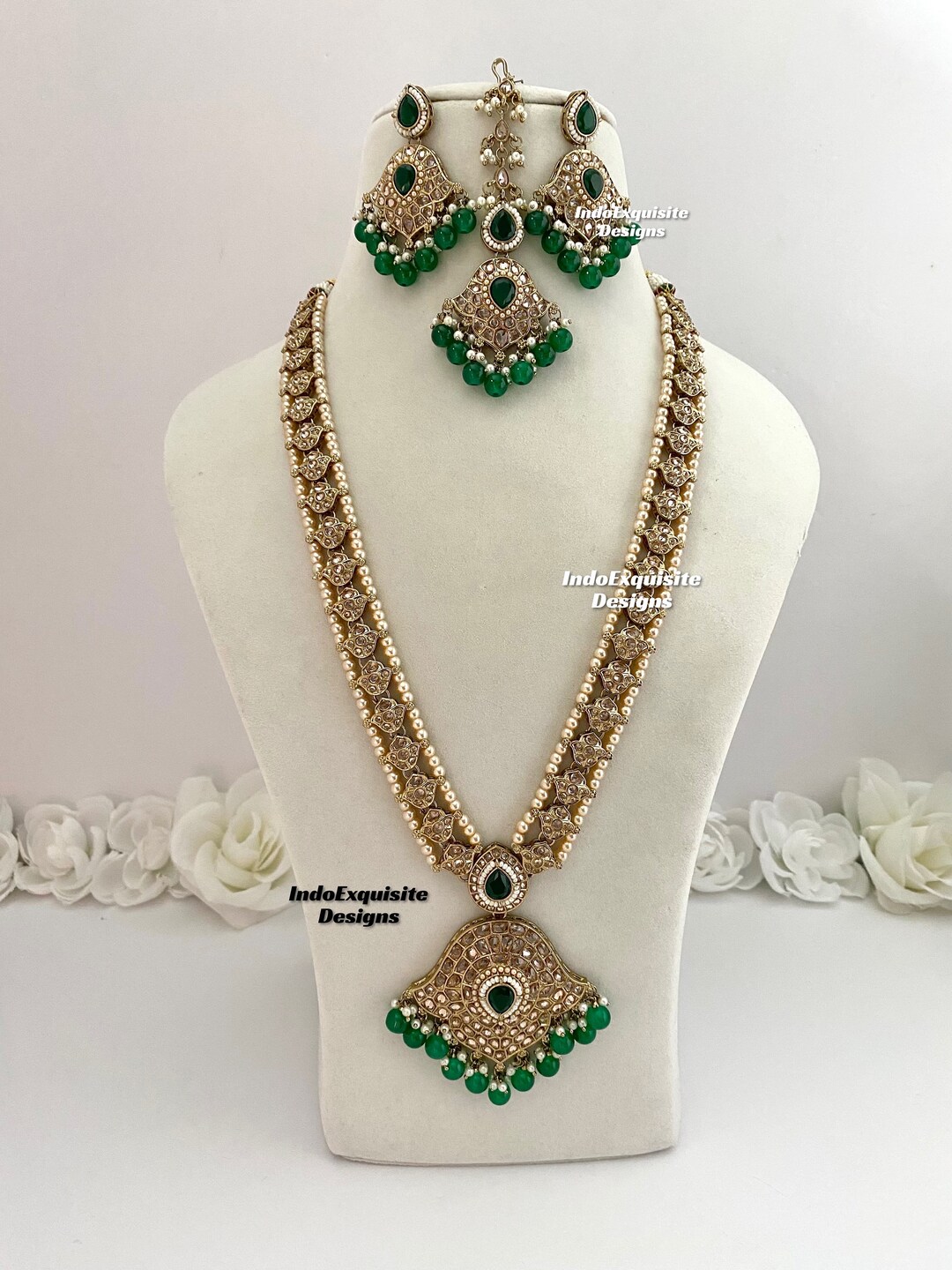 Antique Gold Polki Raani Haar/ Green Long Necklace/indian Jewelry ...