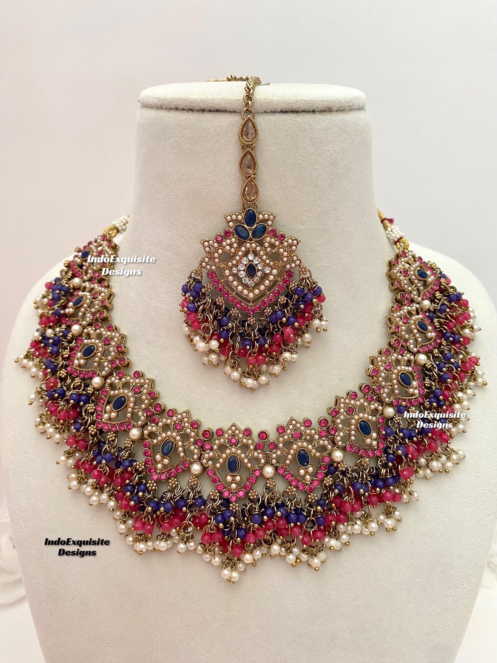 Elegant Antique Gold Pakistani Necklace Set/pakistani Bridal Set With ...
