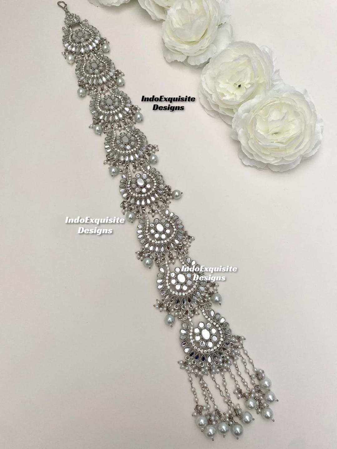 High Quality Silver Mirror Choti/ Bridal Choti/kundan Hair Accessories ...