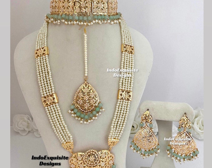 Jadau Choker Set and Rani Haar Combo/ Indian Bridal Set/punjabi Jadau ...
