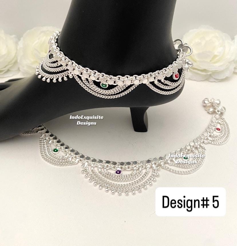 Silver Plated Anklets Come in a Pair/payal/ Indian Payal /jhanjra ...
