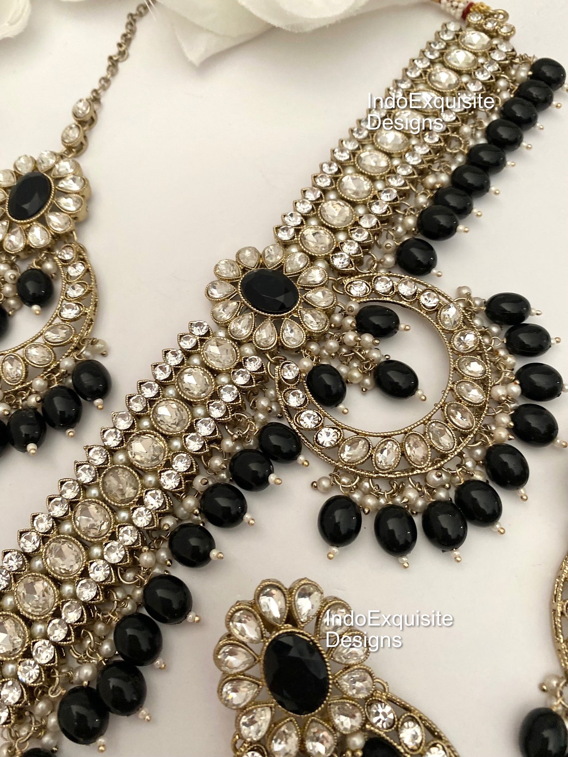Kundan Choker Set/black Choker Set/indian Jewelry/kundan Polki Necklace ...