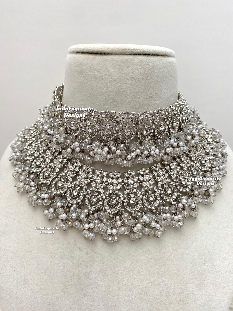Premium Quality Pakistani Bridal Set in Silver Color/indian and ...