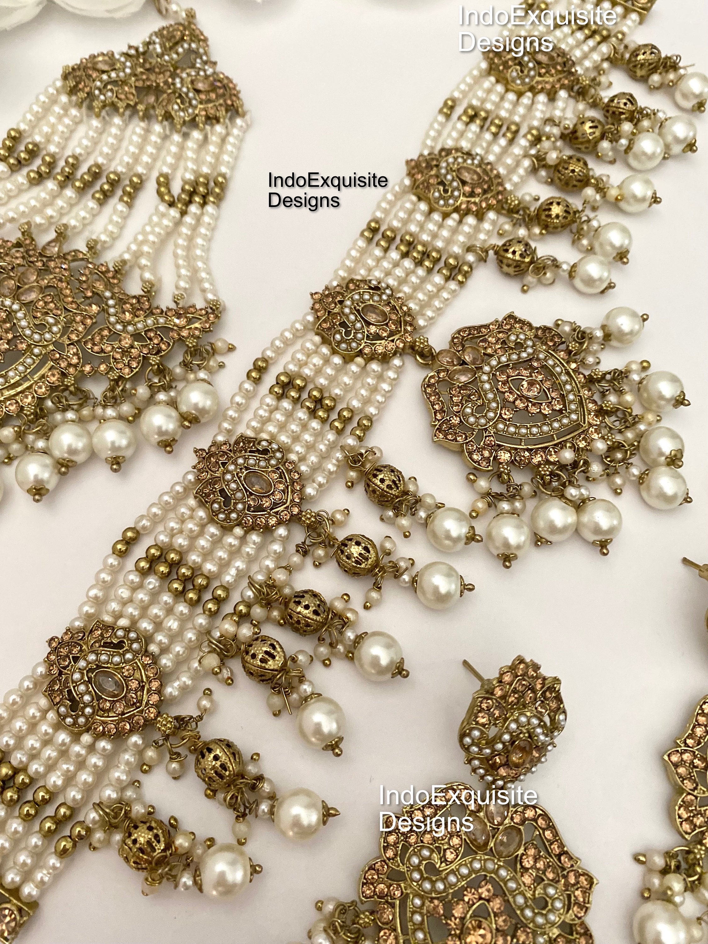 Elegant Antique Gold Pakistani Choker Set/pakistani Bridal Set - Etsy