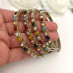 Antique Polki Multi Color Rainbow Bangles(set of 4)/kade/indian Wedding Jewelry/ Indian Bangles ...