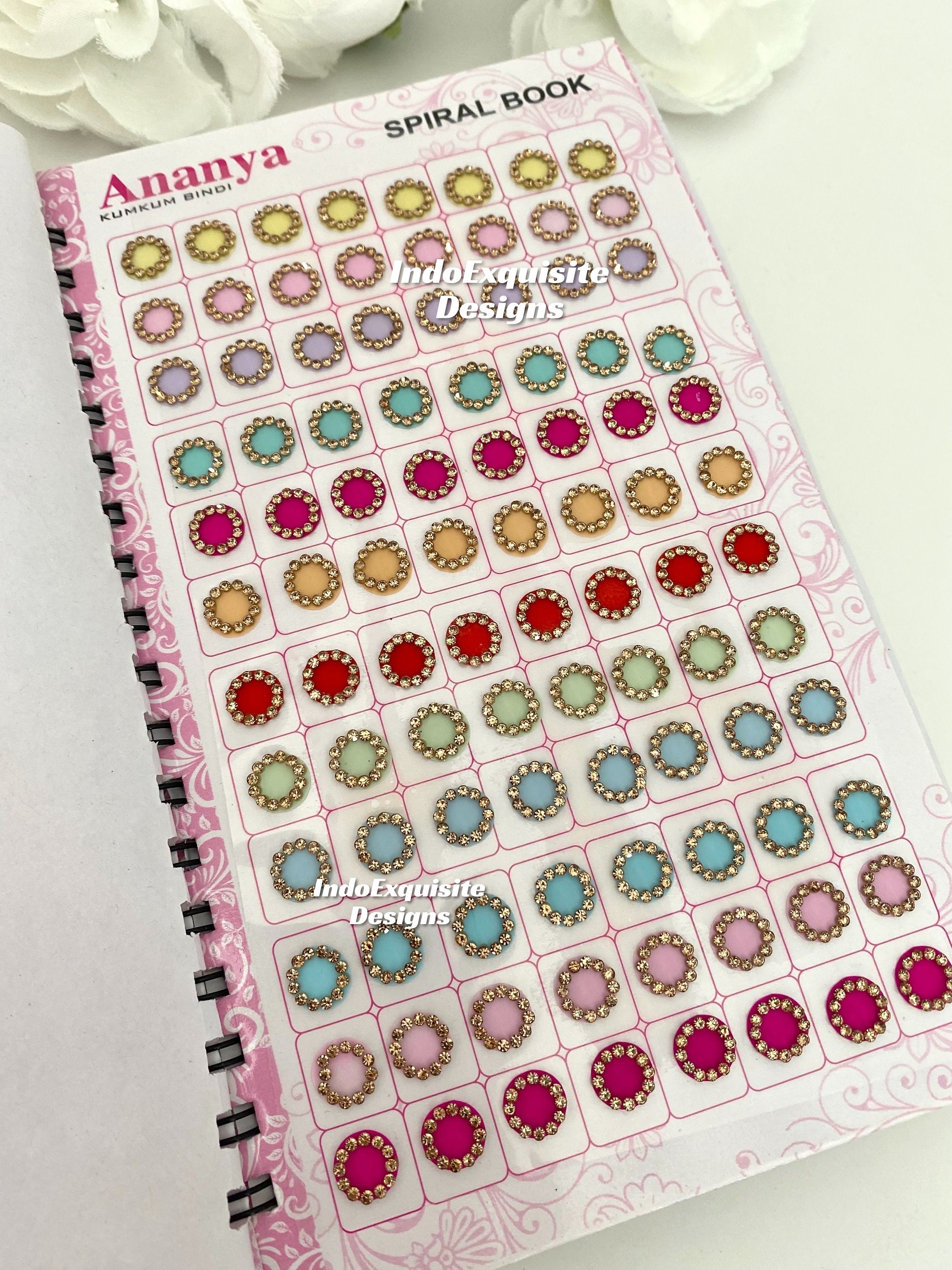 Velvet Pastel Bindi Book Includes Assorted Colors and Sizes 960 Bindis ...