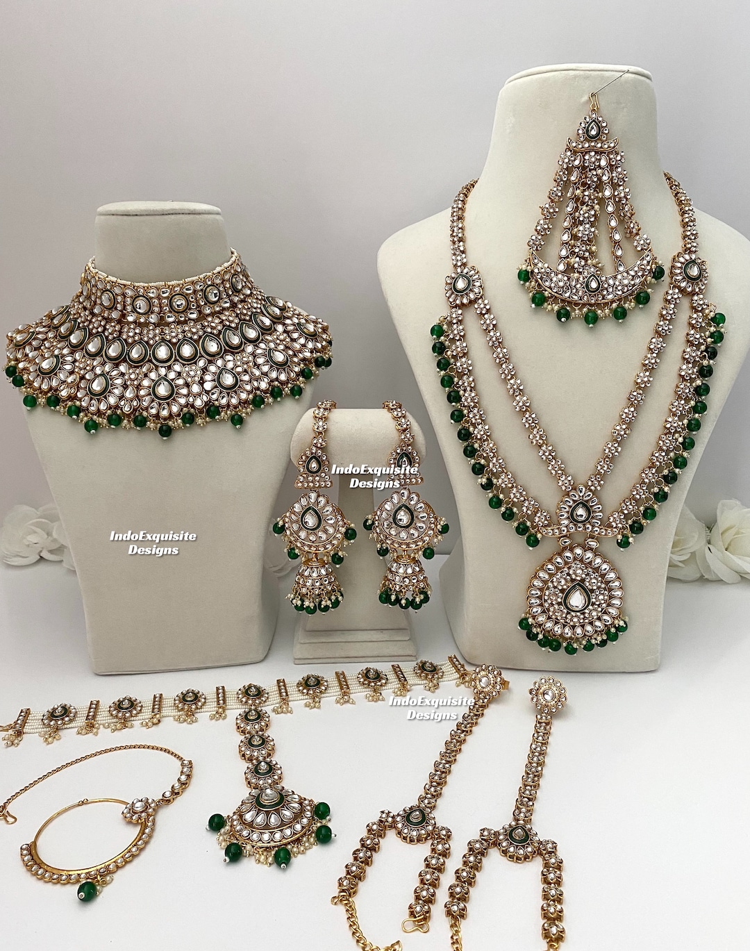 Elegant Kundan Bridal Set Comes With All Accessories/ Indian Bridal Jewelry/ High Quality Gold ...