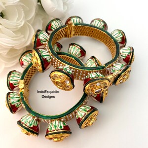 Rajwadi Kada (single Pc) / Pachali Bangles/ Meenakari Kundan Openable ...