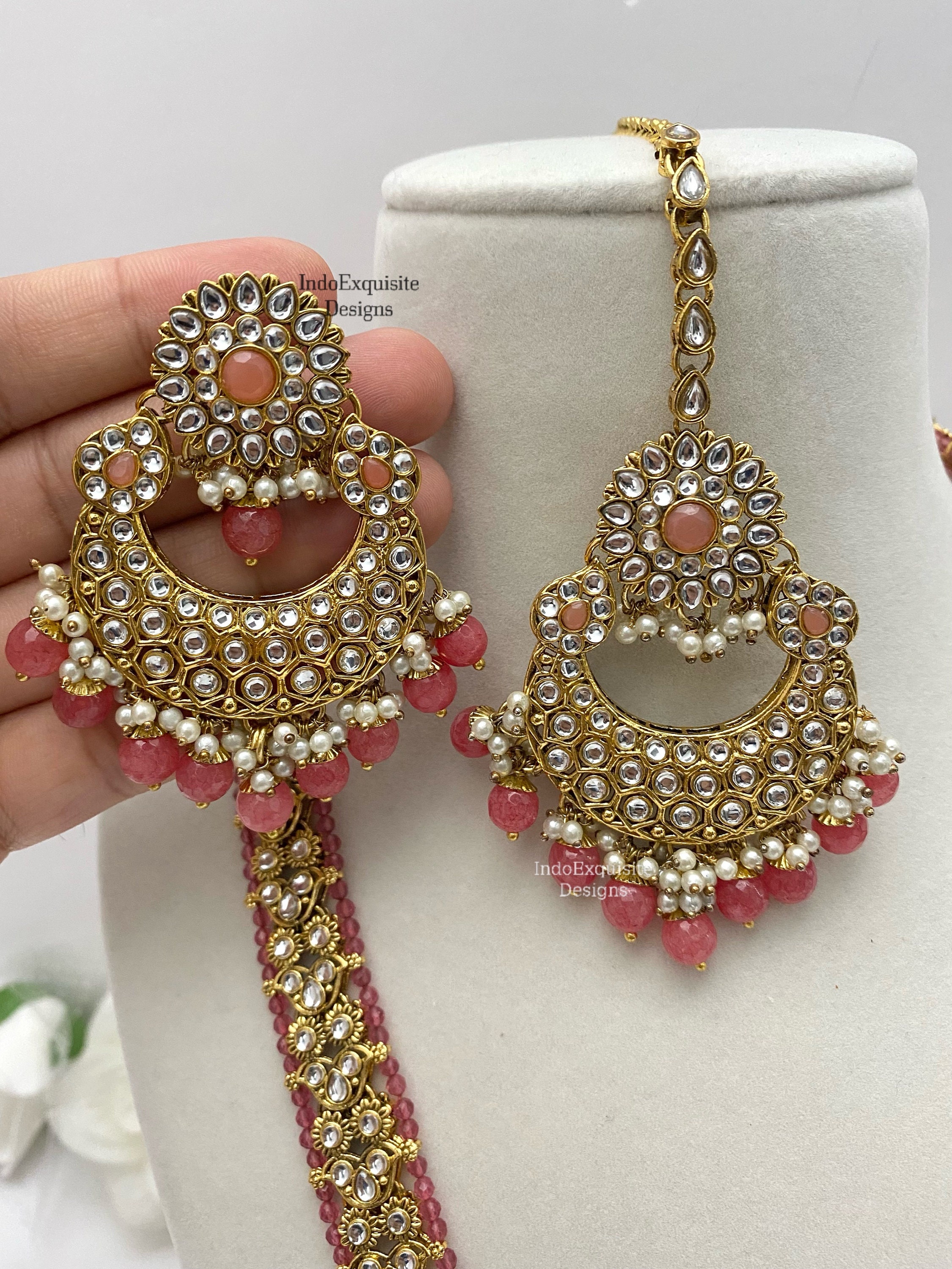 Bollywood Style Kundan Raani Haar/coral Gajri Color Long Necklace ...