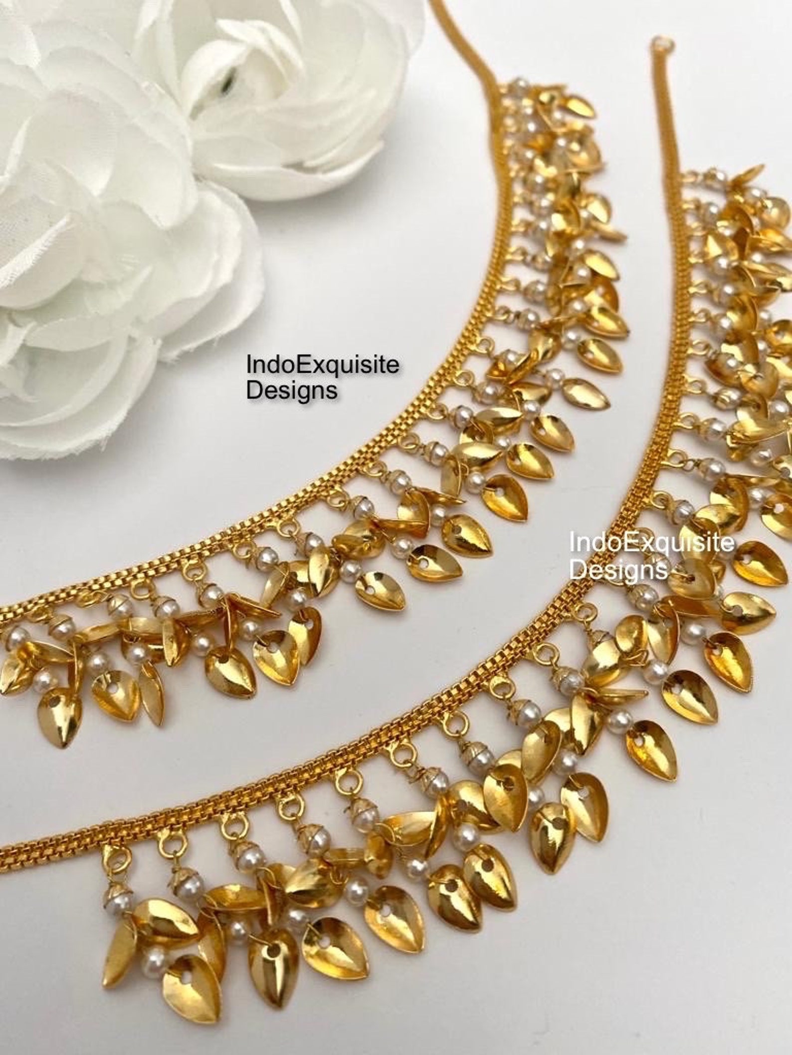 Gold Plated Anklets/payal/ Punjabi Jhanjra With Pipal Patti/indian ...