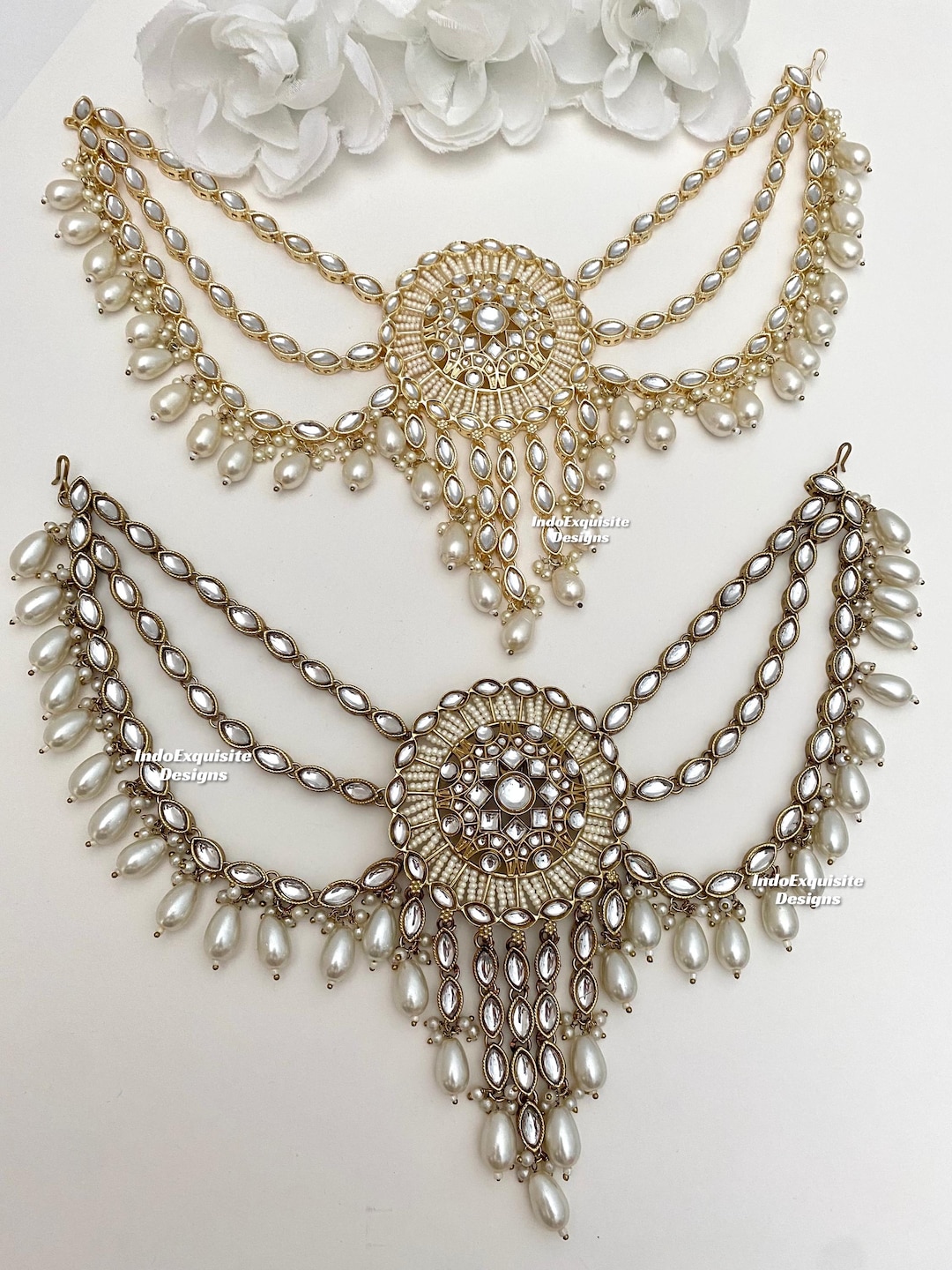 Bollywood Style Kundan Hair Jewelry/ Jura/bun Jewelry With Side Chains ...